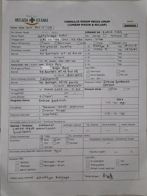 Formulir Rm Lembar Masuk Dan Keluar Pdf