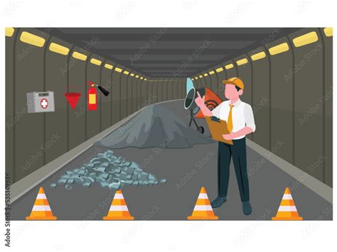 vektorová grafika „person observing tunnel area construction