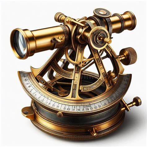 Antique Sextant A Brass Sextant With A Curved Arm A Telescope An Stock