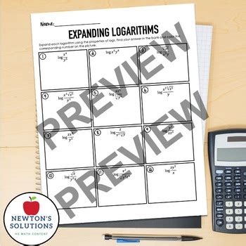 Expanding Logarithms Color By Number Activity By Newton S Solutions