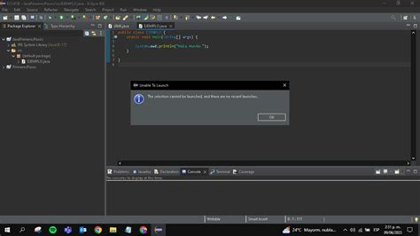 [bug] no puedo ejecutar mi código en eclipse java jre y jdk compile