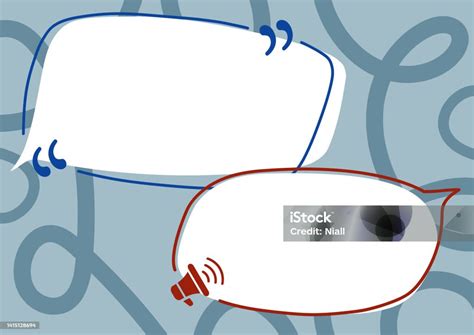 컬러 낙서에 대해 격리 된 복사 공간이있는 만화 스타일 채팅 상자 소셜 네트워킹 미디어 및 커뮤니케이션 개념을 대표하는 빈 텍스트 S의 디자인 0명에 대한 스톡 벡터 아트