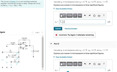 solved the circuit in figure 1 is a non inverting summing