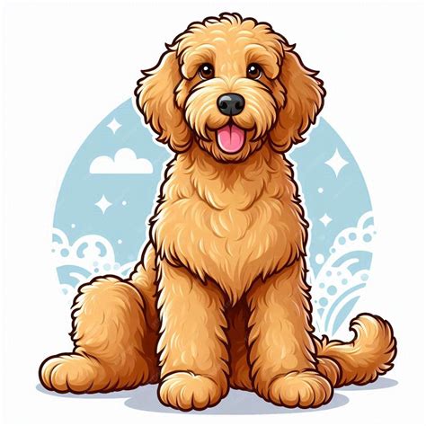 Cute Goldendoodle Dogs Vector Cartoon Illustration Premium Ai