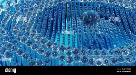 Abstract Geometric Pattern Of 3d Render Spheres Graphic Design Waves Of Spheres Neon Lights