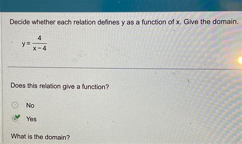 Solved Decide Whether Each Relation Defines Y ﻿as A Function