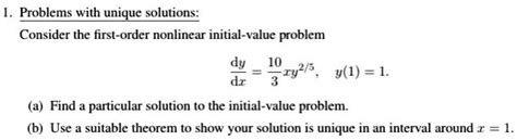 Solved Problems With Unique Solutions Consider The First Order