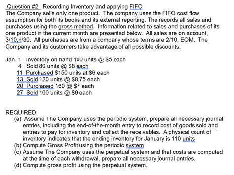 solved question 2 recording inventory and applying fifo