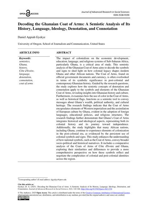 Pdf Decoding The Ghanaian Coat Of Arms A Semiotic Analysis Of Its