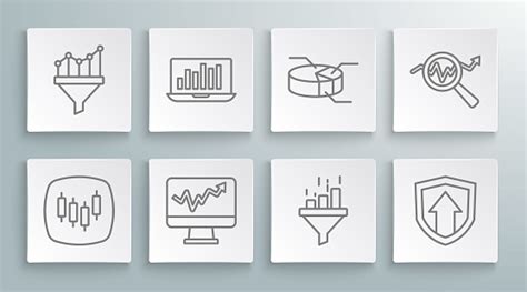 주식 시장 노트북 그래프 차트 모니터 판매 유입경로 재무 성장 파이 인포그래픽 검색 데이터 분석 및 아이콘을 가진 줄 브라우저를