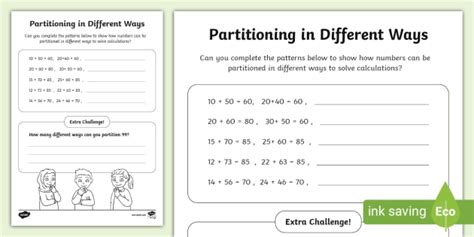 Partitioning In Different Ways Reasoning Activity
