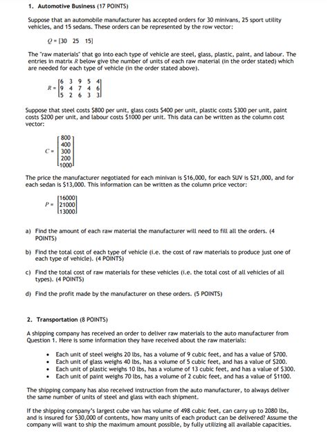 Solved This Is A Matrix Algebra Question Only To Be Done In