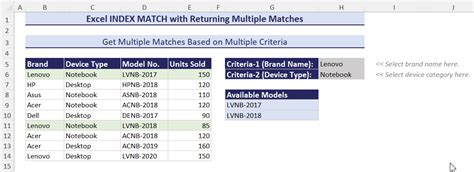 excel index match formulas with returning multiple matches