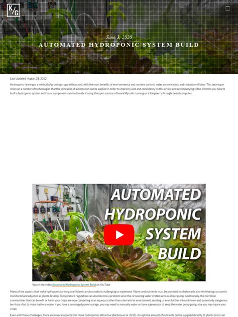 Automated Hydroponic System Build Projects Kyle Gabriel Pdf