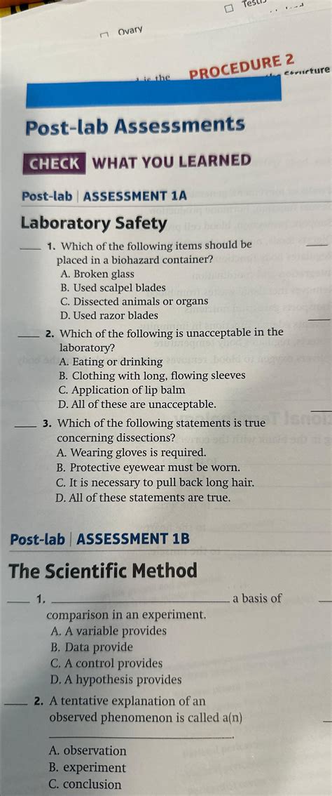 Solved π OvaryPost lab AssessmentsCHECK WHAT YOU Chegg com