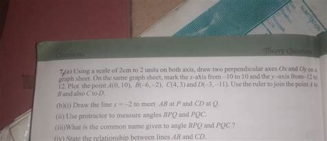 solved b questions theory questions 7 a using a scale of 2cm to 2