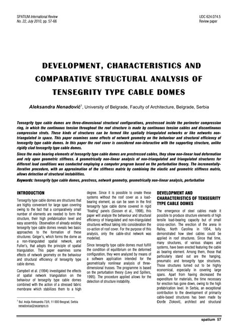 Pdf Development Characteristics And Comparative Structural Analysis Of Tensegrity Type Cable