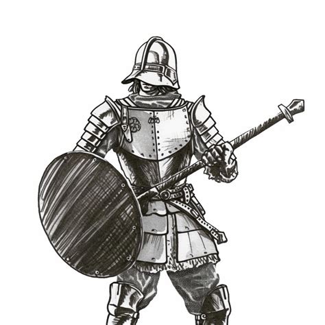 A Drawing Of A Knight With A Sword And Shield Premium Ai Generated Image