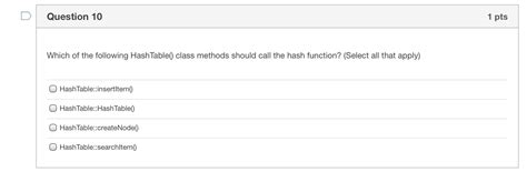 Solved Question Pts Which Of The Following HashTable Chegg