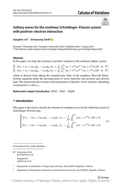 Solitary Waves For The Nonlinear Schrödingerpoisson System With