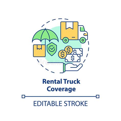 2d Simple Thin Linear Colorful Rental Truck Coverage Icon Stock Vector Illustration Of Stroke