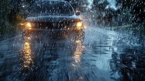 Premium Photo Wet Car Driving Rain