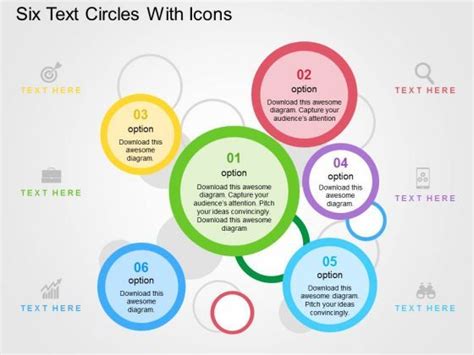 Six Text Circles With Icons PowerPoint Templates