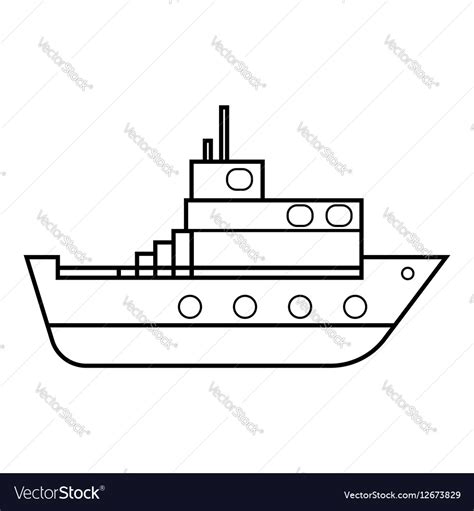 Ship Icon Outline Style Royalty Free Vector Image