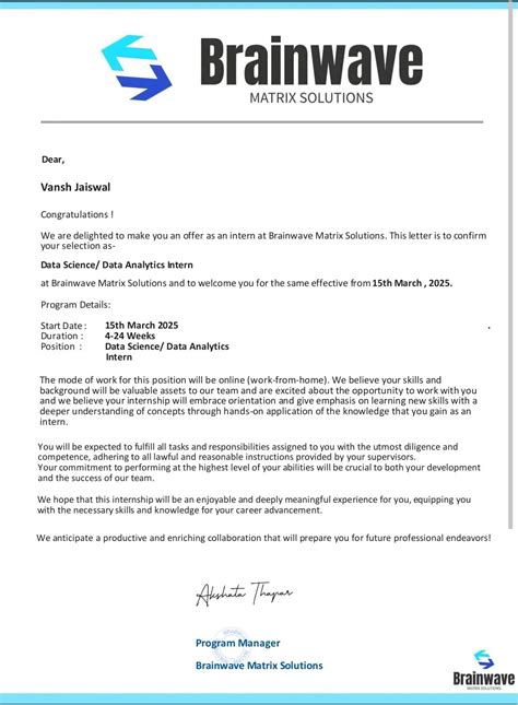 Internship Datascience Dataanalytics Careergrowth Gratitude