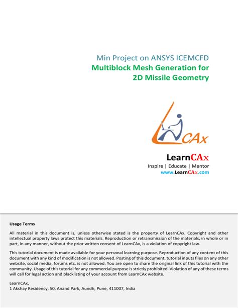 LearnCAx Course ANSYS ICEM CFD Mini Project Multiblock Mesh Generation For D Missile Geometry
