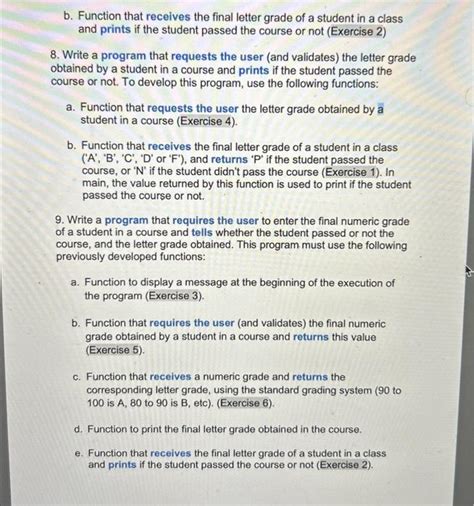 solved b function that receives the final letter grade of a