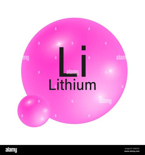 Lithium Element Symbol Pink Glossy Spheres Chemistry Concept Vector