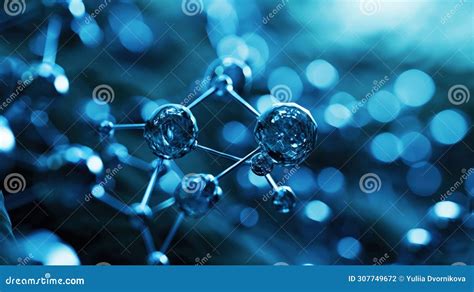 Scientific Backdrop Molecular Structure At Atomic Level Dark Blue