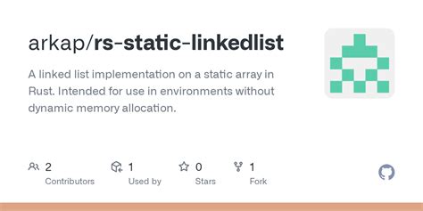 github arkap rs static linkedlist a linked list implementation on a