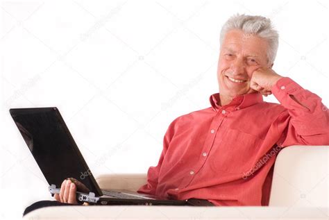 Old Man With Computer Stock Photo Aletia 6351680