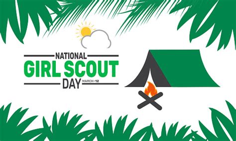 3월은 전국 걸스카우트의 날입니다 이 휴일 테마 디자인은 배경 템플릿 배너 인사말 카드 텍스트 비문이 있는 포스터 및 소셜 미디어 게시물에 적합합니다 벡터 일러스트 레이 션