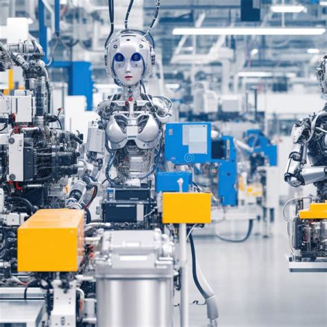 Robot Assembly Line Rise Of The Robot Concept Stock Image Image Of