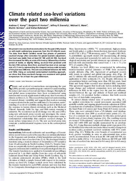Pdf Climate Related Sea Level Variations Over The Past Two Millennia