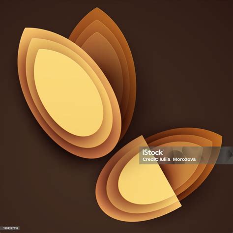 만화 전체와 반 아몬드 는 색상 배경에 고립 된 현대 기하학적 3d 종이 컷 스타일 생생한 크리에이티브 벡터 아트 요소 추상디자인 일러스트의 미니멀리즘 컨셉 개념에 대한