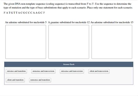 solved the given dna non template sequence coding sequence