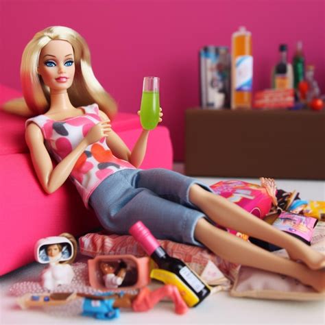 Premium Photo Barbie Doll Sitting On A Pink Couch With A Pink Chair And A Pink Couch Generative Ai