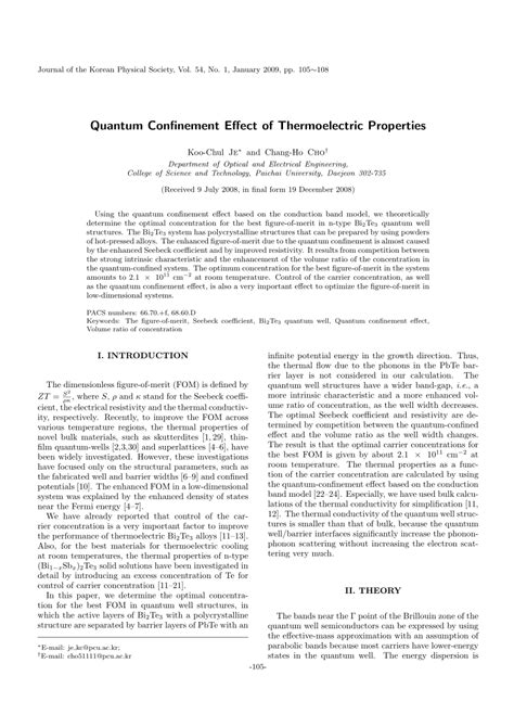 Pdf Quantum Confinement Effect Of Thermoelectric Properties