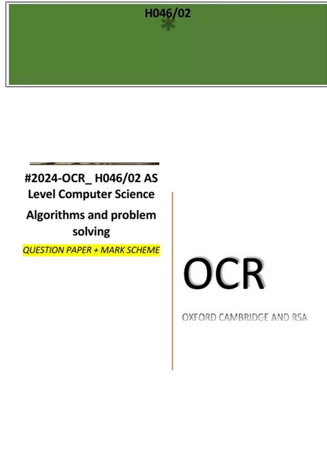 2024 Ocr H04602 As Level Computer Science Algorithms And Problem