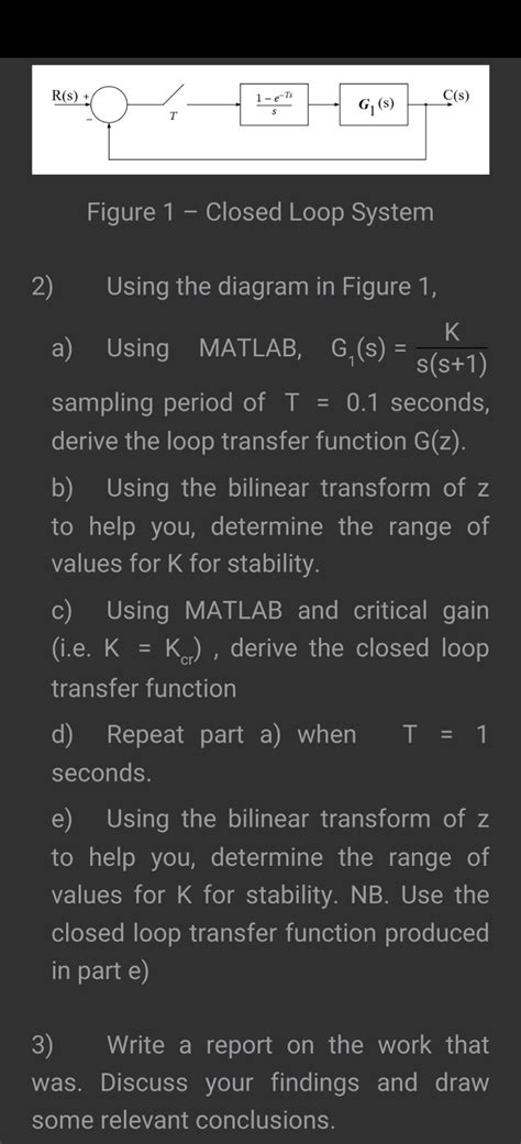 Solved Figure 1 ﻿closed Loop Systemusing The Diagram In