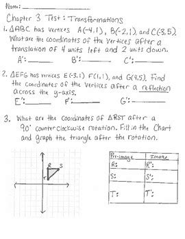 Transformations Test By Courtney Harriman TPT