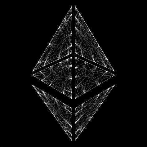 Ethereum ETH Cryptocurrency Token Symbol Linear Polygonal White Coin Icon Isolated On Black