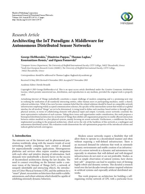 Architecting The Iot Paradigm A Middleware For Autonomous Distributed Sensor Networks Pdf