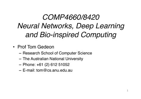 01 Bio Inspired Computing COMP4660 Neural Networks Deep Learning And Bio Inspired