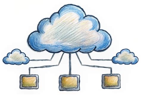 Premium Photo Cloud Computing Network Drawing Diagram