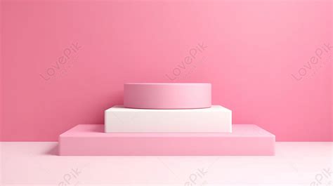 제품 디스플레이를 위한 세련된 3d 핑크 포디엄 및 화이트 플랫폼 제품 디스플레이 배경 하얀색 배경 플랫 배경 이미지 Hd 제품 디스플레이 하얀색 플랫 배경 사진